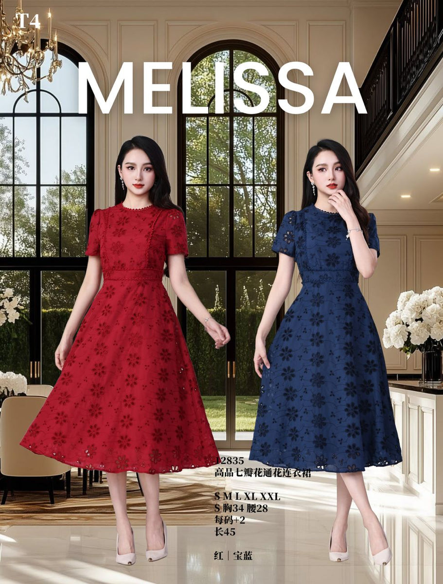 Premium Cotton Eyelet Dress - Elegant & Refined | Melissa Collection ...