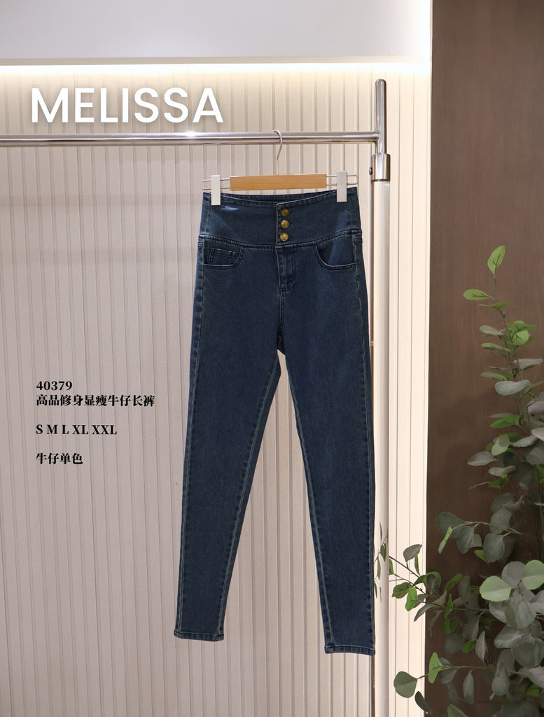 Premium High Waist Denim Long Pants Elegance by Melissa Brand – My ...