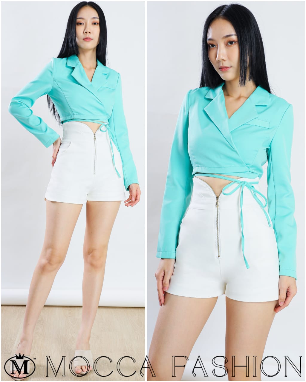 Premium Lady Blazer 系带短版长袖西装外套（MO) 14397 Mocca – My Denim Fashion | OL ...